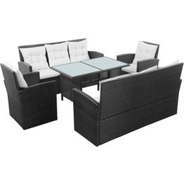 5-tlg. Garten-Lounge-Set Gartenmöbel-Set Terrassen-Sitzgruppe mit Auflagen Poly Rattan Schwarz ZDEH42800 MAISONCHIC