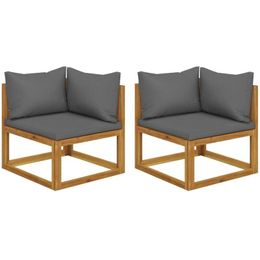 Modular-Ecksofas 2 Stk. mit Auflagen Dunkelgrau - Grau - Prolenta Premium