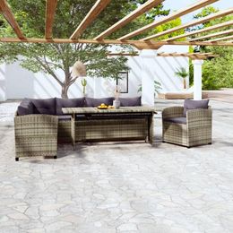 3-tlg. Garten-Lounge-Set, Gartenmöbel, Sitzgruppe Gartenset mit Kissen Poly Rattan Grau LLOAQ246977 MAISONCHIC