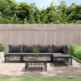 6-tlg. Garten-Lounge-Set Gartenmöbel-Set Terrassen-Sitzgruppe mit Kissen Anthrazit Stahl ZDEH80494 MAISONCHIC