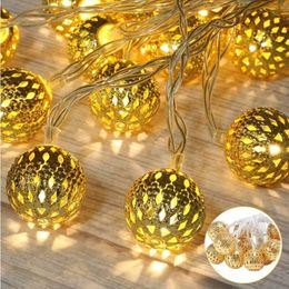 Marokkanische Solar-Lichterkette, 7M 50 goldene Metallkugel-Lichter für Heimdekoration, Hochzeitsfeier, Weihnachten, drinnen, draußen - Rhafayre