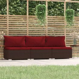 MAISONCHIC 3-Sitzer-Sofa Loungesofa Couch Modern mit Kissen Braun Poly Rattan DE91027