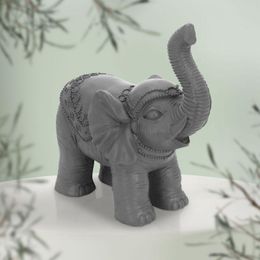 ML-Design Deko Figur Elefant, 36x19x39 cm, Grau, Orientalische Finish, witterungsbeständig, für Innen & Außen, Glückselefant Statue als Geschenk,