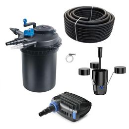 Aquaristikwelt24 - Druckteichfilter Set cpf 10000 mit 20W Eco Pumpe 10m Schlauch externer Skimmer Nr.22