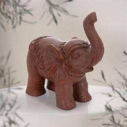 ML-Design - Deko Figur Elefant, 36x19x39 cm, Braun, Orientalische Finish, witterungsbeständig, für Innen & Außen, Glückselefant Statue als Geschenk,