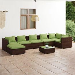 8-tlg. Garten-Lounge-Set Gartenmöbel-Set Terrassen-Sitzgruppe mit Kissen Poly Rattan Braun ZDEH66461 MAISONCHIC