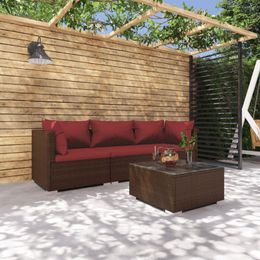 MAISONCHIC - 4-tlg. Garten-Lounge-Set Gartenmöbel-Set Terrassen-Sitzgruppe mit Auflagen Poly Rattan Braun ZDEH28744