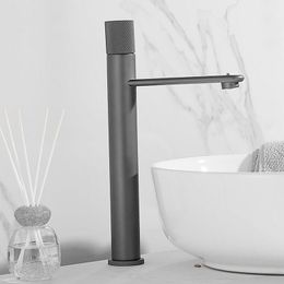 Petites Ecrevisses - Hoch Badezimmer Wasserhahn Rauchgrau Warmes und Kaltes Wasser Waschtischarmaturen mit Schlauch G3/8 Modernes Design