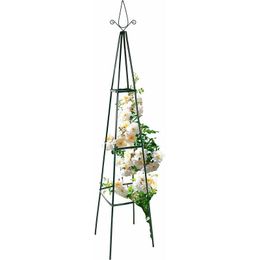 anaterra® Rankhilfe Obelisk - 35 x 35 x 195 cm, aus Metall, 13 mm Stab, für Rosen/Tomaten/Gurken, für Außen, mit Montagematerial, Grün - Rosensäule,