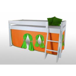 Vorhangset neues Design orange-grün für Hochbet Spielbett Etagenbett