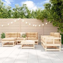 7-tlg. Garten-Lounge-Set,Gartenmöbel-Set mit Kissen Massivholz vidaXL