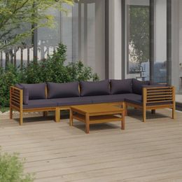 6-tlg. Garten-Lounge-Set Gartenmöbel-Set Terrassen-Sitzgruppe mit Auflage Massivholz Akazie ZDEH42218 MAISONCHIC
