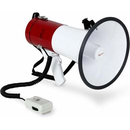 MEG1-HY – Professioneller Lautsprecher, Megafon, Sirene, Funktionsreichweite 1000 m, 80 Watt max. Riemen, wetterfest, batteriebetrieben, Rot-Weiß