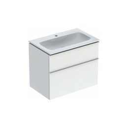 Keramag Geberit iCon Set Möbelwaschtisch mit Unterschrank, 2 Schubladen, 75x63x48 cm, 502336, Farbe: Waschtisch: weiß/KeraTect, Front/Korpus: weiß/lackiert