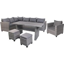 INDA-EXCLUSIV Terassen-Lounge Set leon grau mit 2 Stühlen und Sessel-DTLS01-S