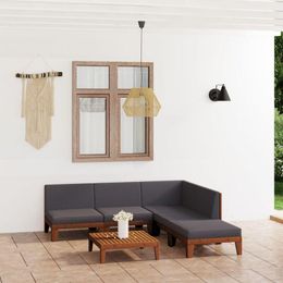 6-tlg. Garten-Lounge-Set Gartenmöbel-Set Terrassen-Sitzgruppe mit Kissen Akazie Massivholz ZDEH35006 MAISONCHIC
