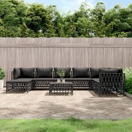 9-tlg. Garten-Lounge-Set Gartenmöbel-Set Terrassen-Sitzgruppe mit Kissen Anthrazit Stahl ZDEH69904 MAISONCHIC