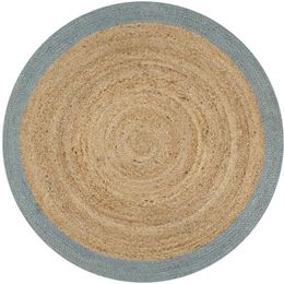 Teppich,Fußmatte Handgefertigt Jute mit Olivgrünem Rand 150 cm vidaXL