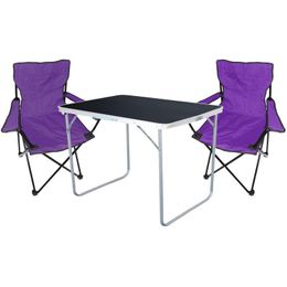 Mojawo - 3-tlg Campingsessel Lila + Campingtisch-MMC330870B+2xMPO2467