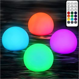 4 Stück schwimmende Pool-Lichter, IP68 wasserdichte LED-Pool-Anzeige mit Fernbedienung, 16 RGB-Farbwechsel-LED-Lichter als Geschenk für Kinder,