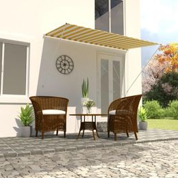 Einziehbare Markise Sonnenmarkise Sonnenschutz Terrasse Balkon Auvent 250×150 cm Gelb und Weiß RGDCH482634 MAISONCHIC