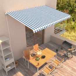 Einziehbare Markise Sonnenmarkise Sonnenschutz Terrasse Balkon Auvent Handbetrieben 450 x 300 cm Blau und Weiß RGDCH484755 MAISONCHIC