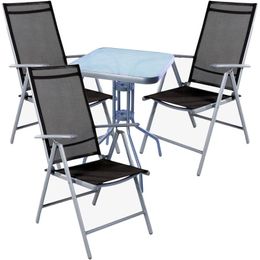 Mojawo Bistrogarnitur 4-teilig 60x60cm Silber/Anthrazit-MMC33081+3xMMC5000DG