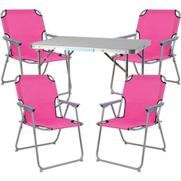 Mojawo 5-teiliges Campingmöbel Set pink 80x60x68cm-MMC330871+4xMPO2600PI