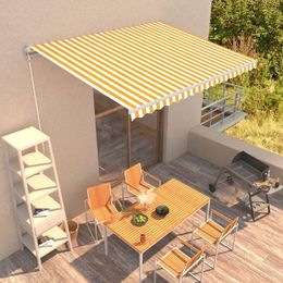 Einziehbare Markise Sonnenmarkise Sonnenschutz Terrasse Balkon Auvent Handbetrieben 400 x 300 cm Gelb und Weiß RGDCH180189 MAISONCHIC