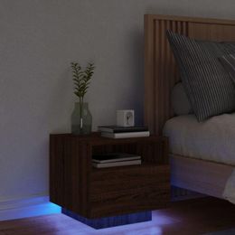 Bonnevie - Nachttisch mit LED-Leuchten Braun Eichen-Optik 40x39x37 cm vidaXL790876