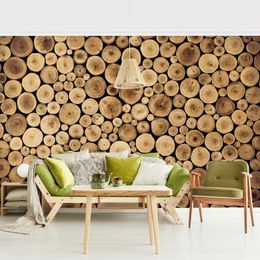 MICASIA Tapete Holzoptik - Homey Firewood - Vlies Fototapete Premium Breit Größe HxB: 225cm x 336cm