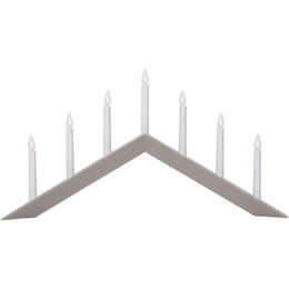 Fensterleuchter Arrow von Kerzenständer mit 7 Glühbirnen E10 warmweiß, Weihnachtsdeko aus Holz in Beige, Kabelschalter, Länge: 69 cm - STAR TRADING