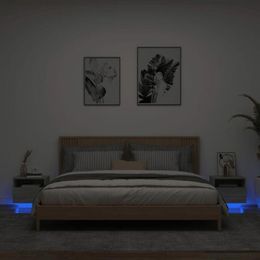 Nachttische mit LED-Leuchten 2 Stk. Grau Sonoma 40x39x37 cm vidaXL953647