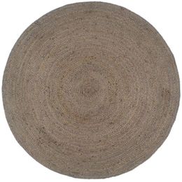 Teppich，Fußmatte Handgefertigt Jute Rund 180 cm Grau vidaXL