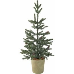 X-MAS ART COLLECTION - Künstlicher Weihnachtsbaum im Topf 66 cm winterlich mit Tannenzapfen - Grün