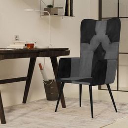MAISONCHIC Relax-Sessel,Essstühle,Ohrensessel Schwarz und Grau Echtleder -37602 - Schwarz