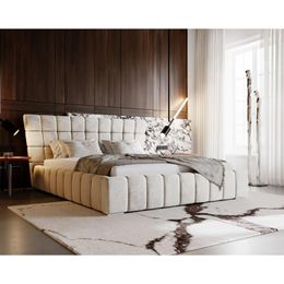 Polsterbett 180x200 cm Paris - Exklusive Doppelbett mit Bettkasten, Samtstoff & Lattenrost - Beige - Beige - Graingold