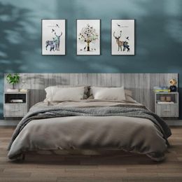 MAISONCHIC - 2 Stk. Wand-Nachttischee, Nachtkommode, Beistelltisch, Nachtschrank für Schlafzimmer Grau Sonoma Holzwerkstoff MAIW23842