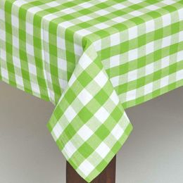 Homescapes - Grün karierte Tischdecke aus 100% Baumwolle, 138 x 228 cm - Grün-Weiß
