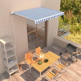 Einziehbare Markise Sonnenmarkise Sonnenschutz Terrasse Balkon Auvent Handbetrieben 300 x 250 cm Blau und Weiß RGDCH102560 MAISONCHIC