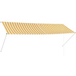Einziehbare Markise, Gelenkarmmarkise, Sonnenmarkise Gelb und Weiß 350 x 150 cm KLI93945 MAISONCHIC