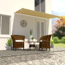 Einziehbare Markise Sonnenmarkise Sonnenschutz Terrasse Balkon Auvent 400×150 cm Gelb und Weiß RGDCH927734 MAISONCHIC