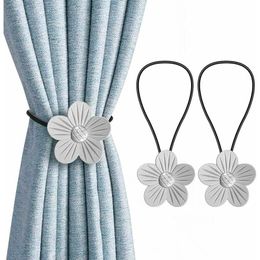 2 Stück Magnetische Vorhang Raffhalter Vintage Vorhang Seil Dekoration Blumenform Halter Schnallen für Vorhang Duschvorhang Silber
