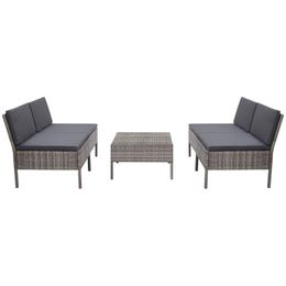 MAISONCHIC - 5-tlg. Garten-Sofagarnitur Gartenmöbel-Set Sitzgruppe Garten-Lounge-Set mit Auflagen Poly Rattan Grau FRJR702192