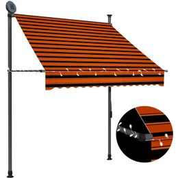 Einziehbare Markise Sonnenmarkise Sonnenschutz Terrasse Balkon Auvent Handbetrieben mit led 150 cm Orange Braun RGDCH569192 MAISONCHIC