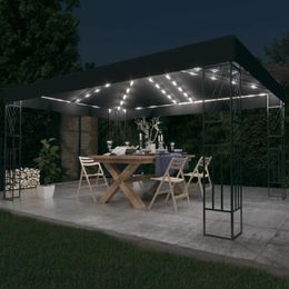 Bonnevie - Pavillon Familienzelt mit LED-Lichterkette 3x4 m Anthrazit Stoff vidaXL