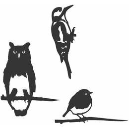 Metalbird - Minivögel zum Stecken aus Cortenstahl (3-stück)
