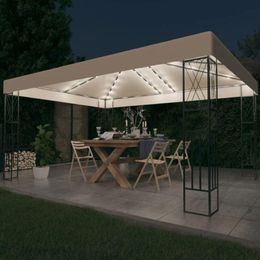 Bonnevie - Pavillon Familienzelt mit LED-Lichterkette 3x4 m Creme Stoff vidaXL