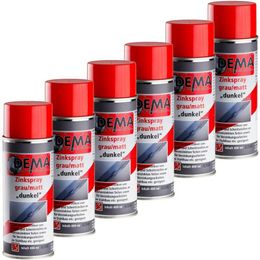 Dema Zink Spray Set 6 x 400 ml grau matt Zinkspray Dose hitzebeständig