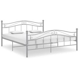 MAISONCHIC Bettgestell Doppelbett Bett für Schlafzimmer Grau Metall 180x200 cm DE74887